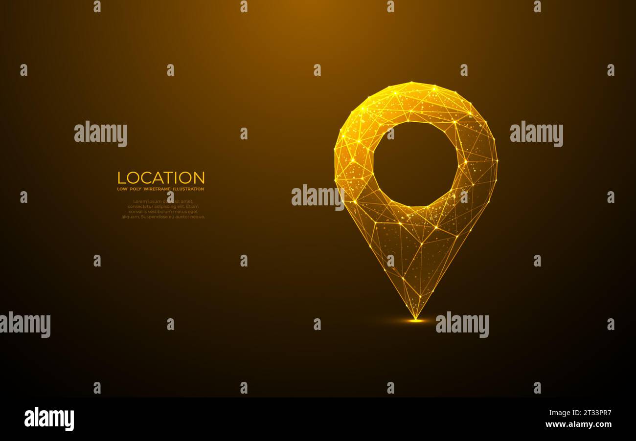Digital GPS light golden icon. Low poly wireframe wireframe vector ...