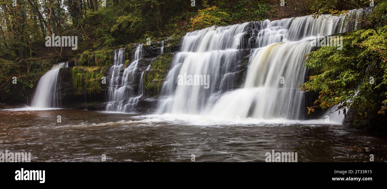 Sgwd y Pannwr waterfall on the four waterfalls walk in Brecon Beacons ...
