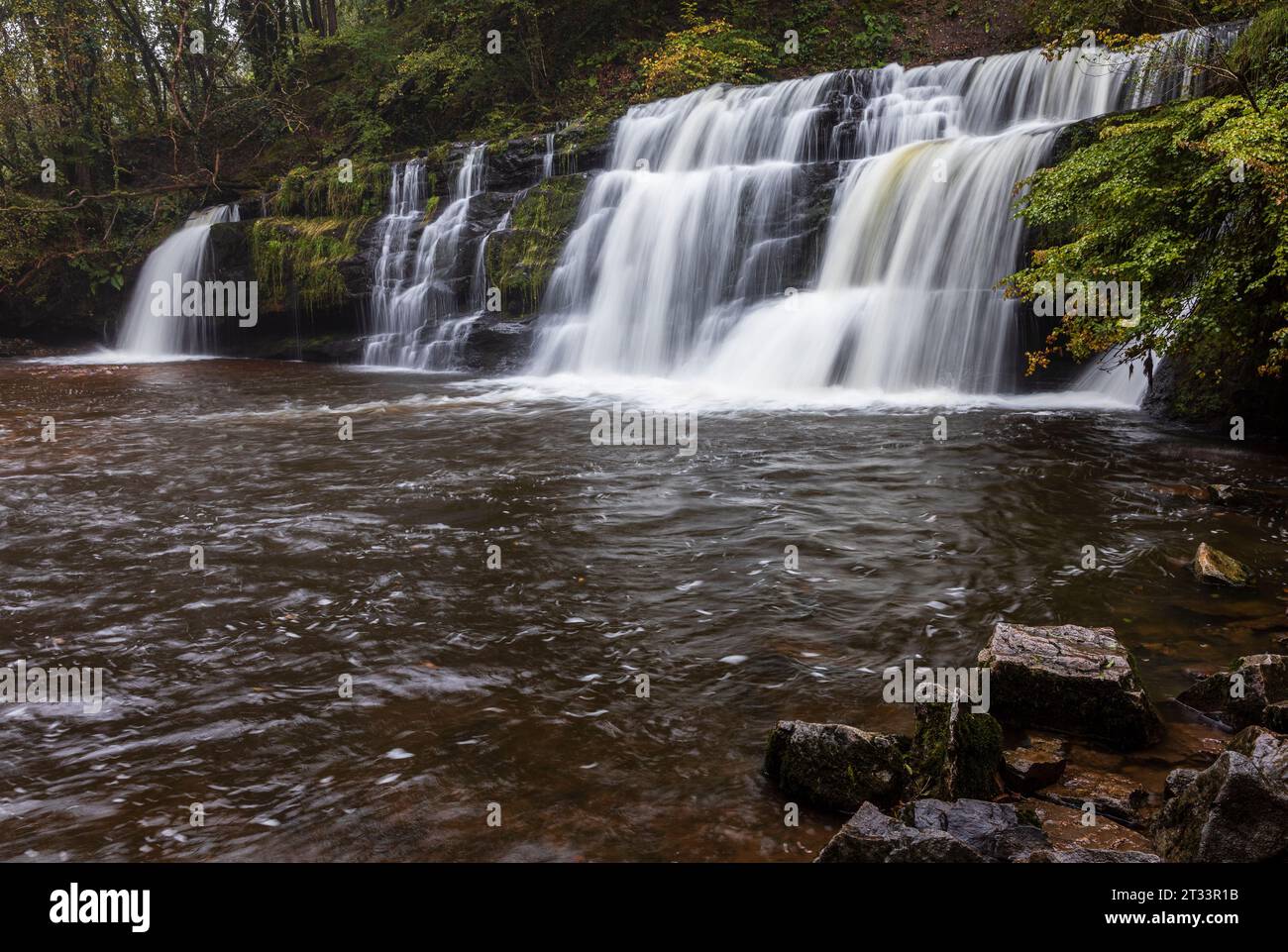 Sgwd y Pannwr waterfall on the four waterfalls walk in Brecon Beacons ...