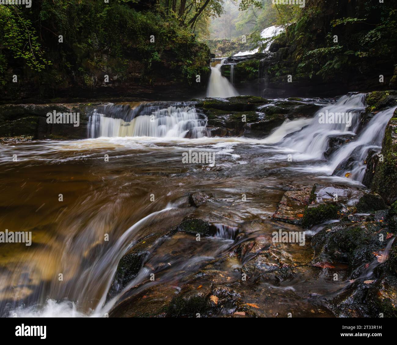 Waterfall Sgwd Isaf Clun-Gwyn on the four waterfalls walk in Brecon ...