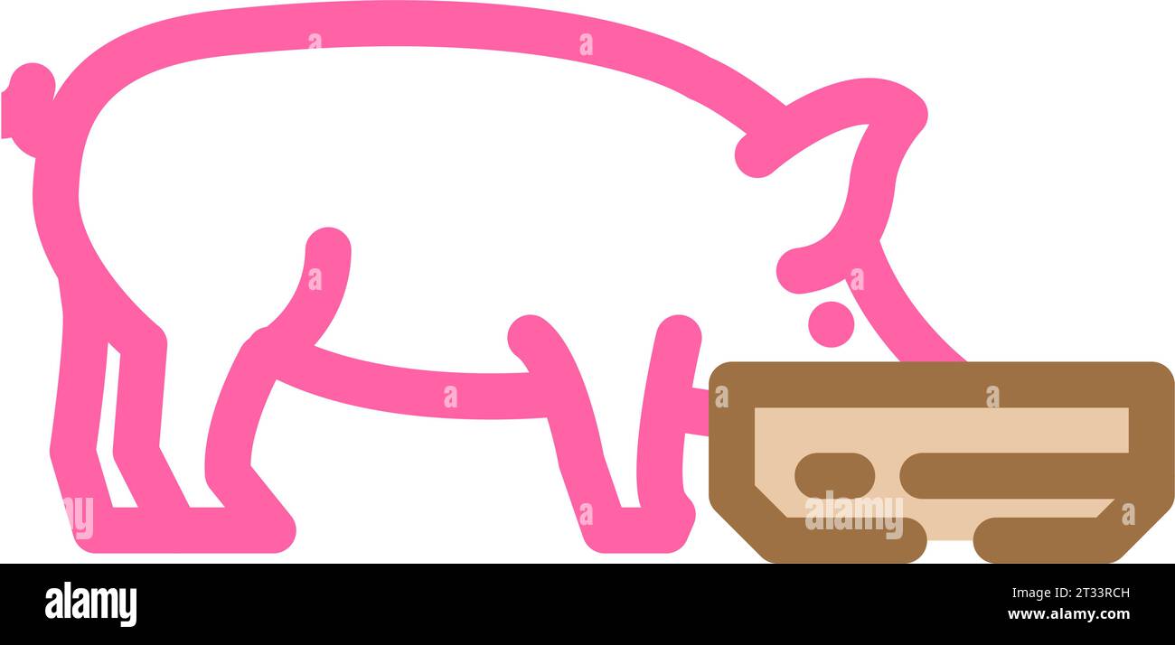 pig feeding farm color icon vector illustration Stock Vector Image ...