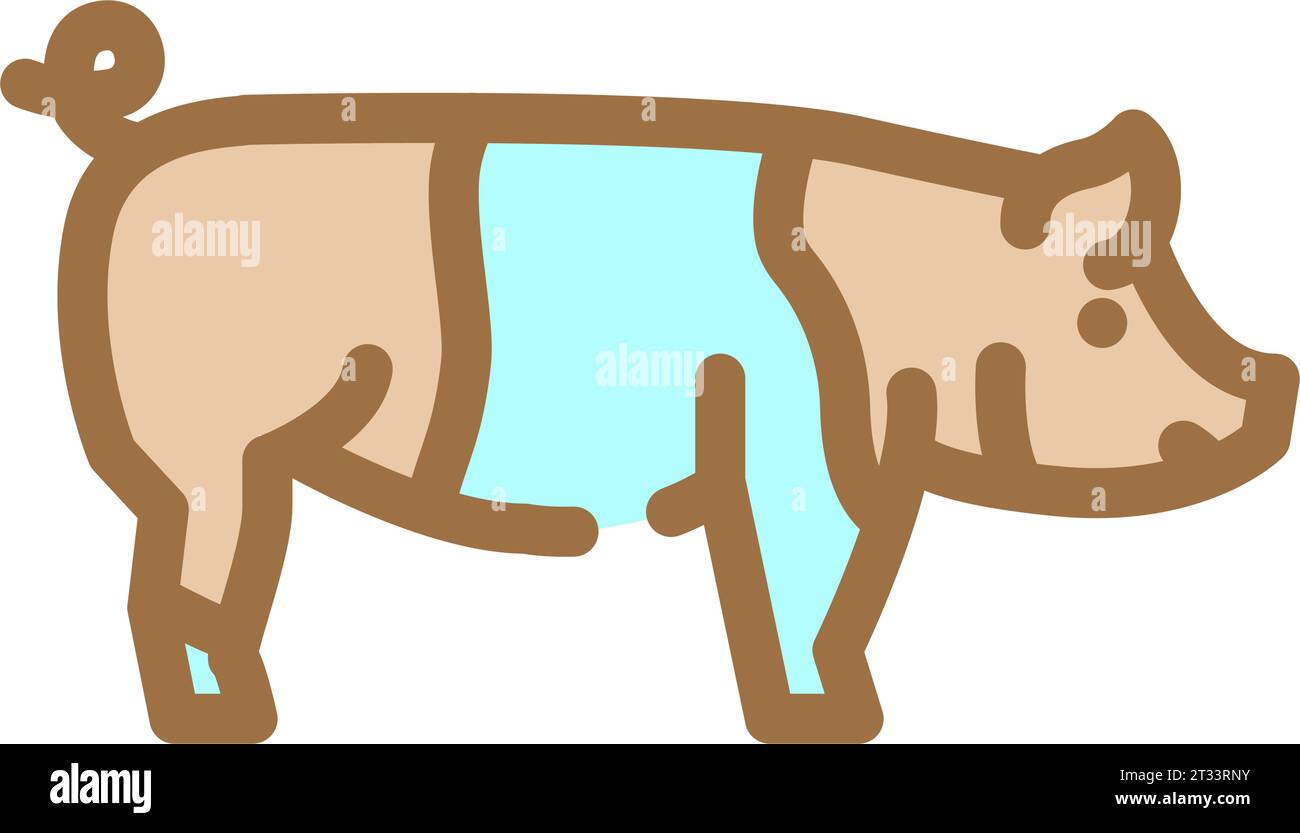 hampshire pig breed color icon vector illustration Stock Vector Image ...