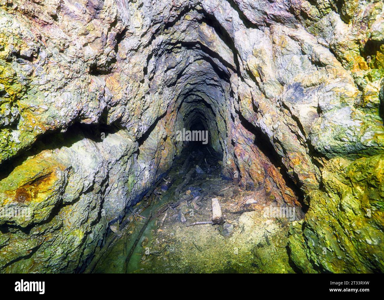 View inside an scary abandoned mine tunnel in Slovakia Stock Photo - Alamy