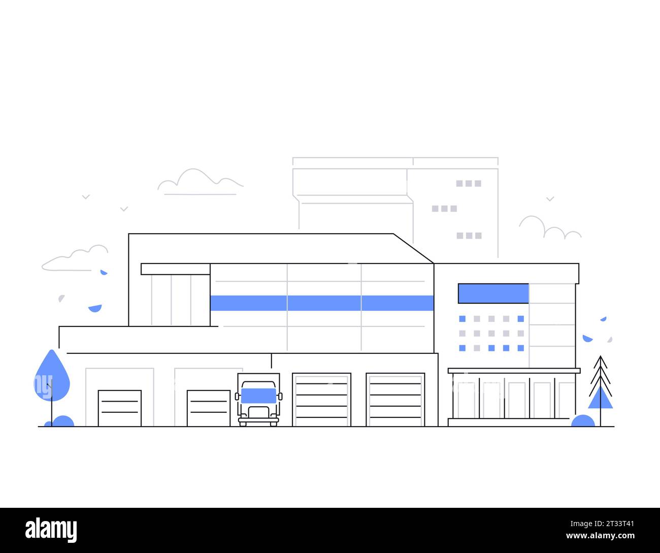 Warehouse space - modern line design style illustration Stock Vector ...