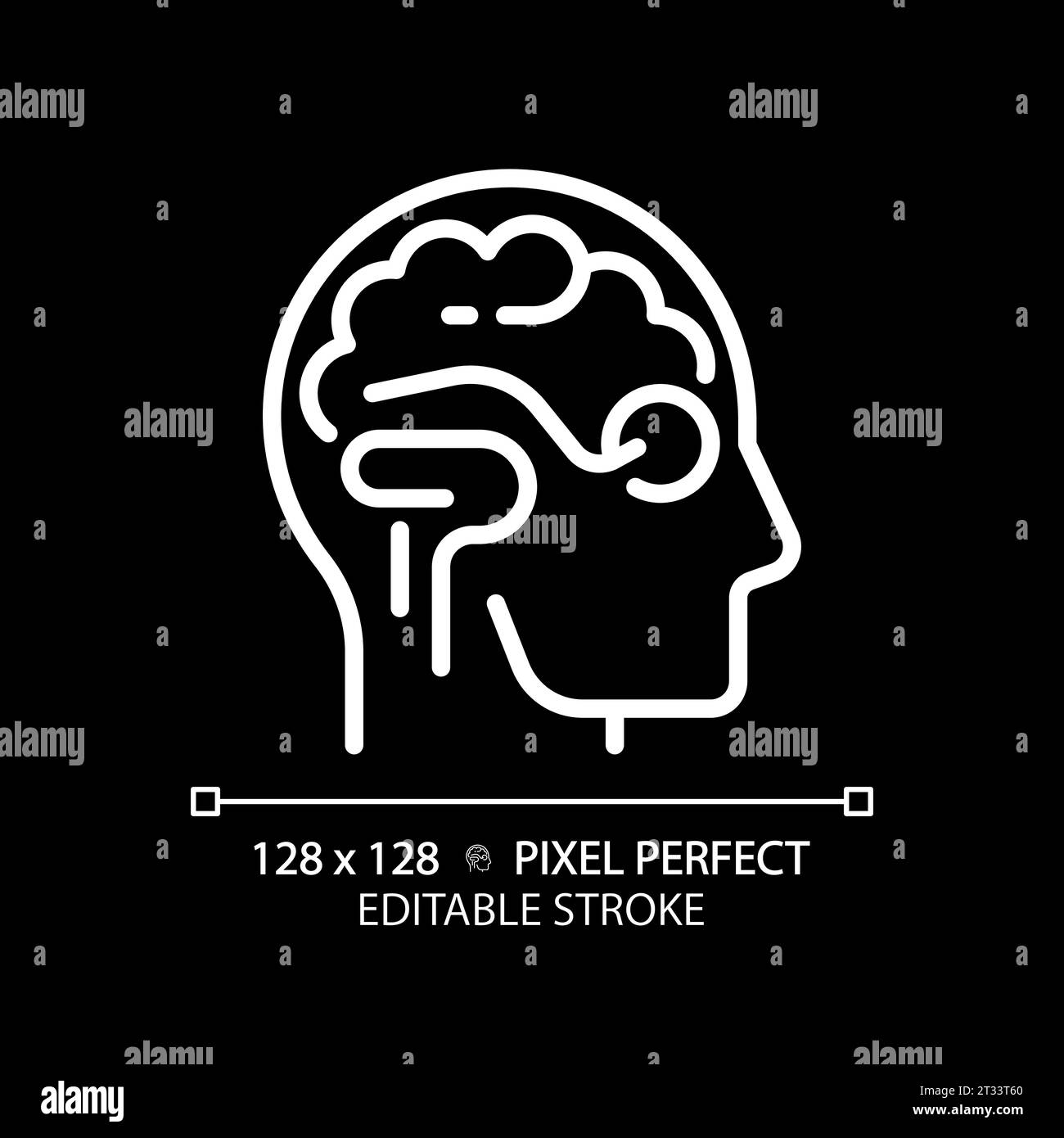 2D customizable simple thin linear white brain and eye icon Stock ...