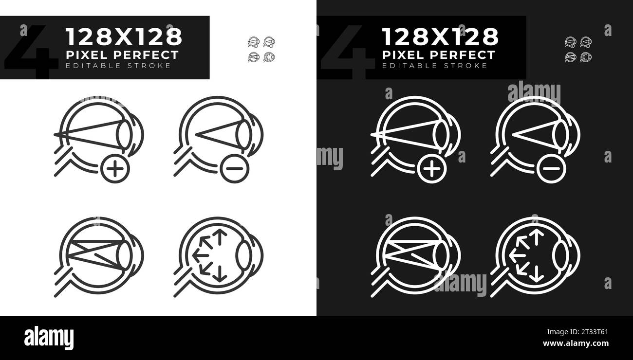 Customizable light and dark simple eye care icons collection Stock ...