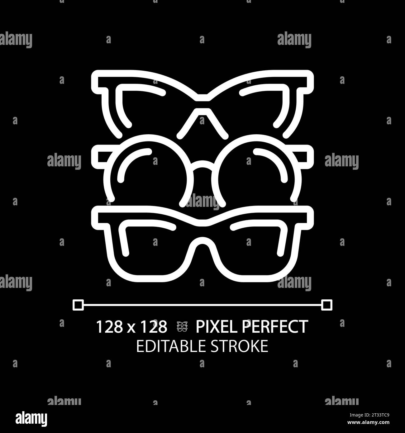 2D customizable thin linear white various eyeglasses icon Stock Vector ...