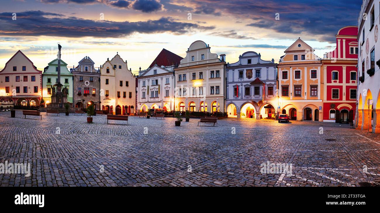 Scenery of the Plaza in Cesky Krumlov, a medieval town in Czech ...