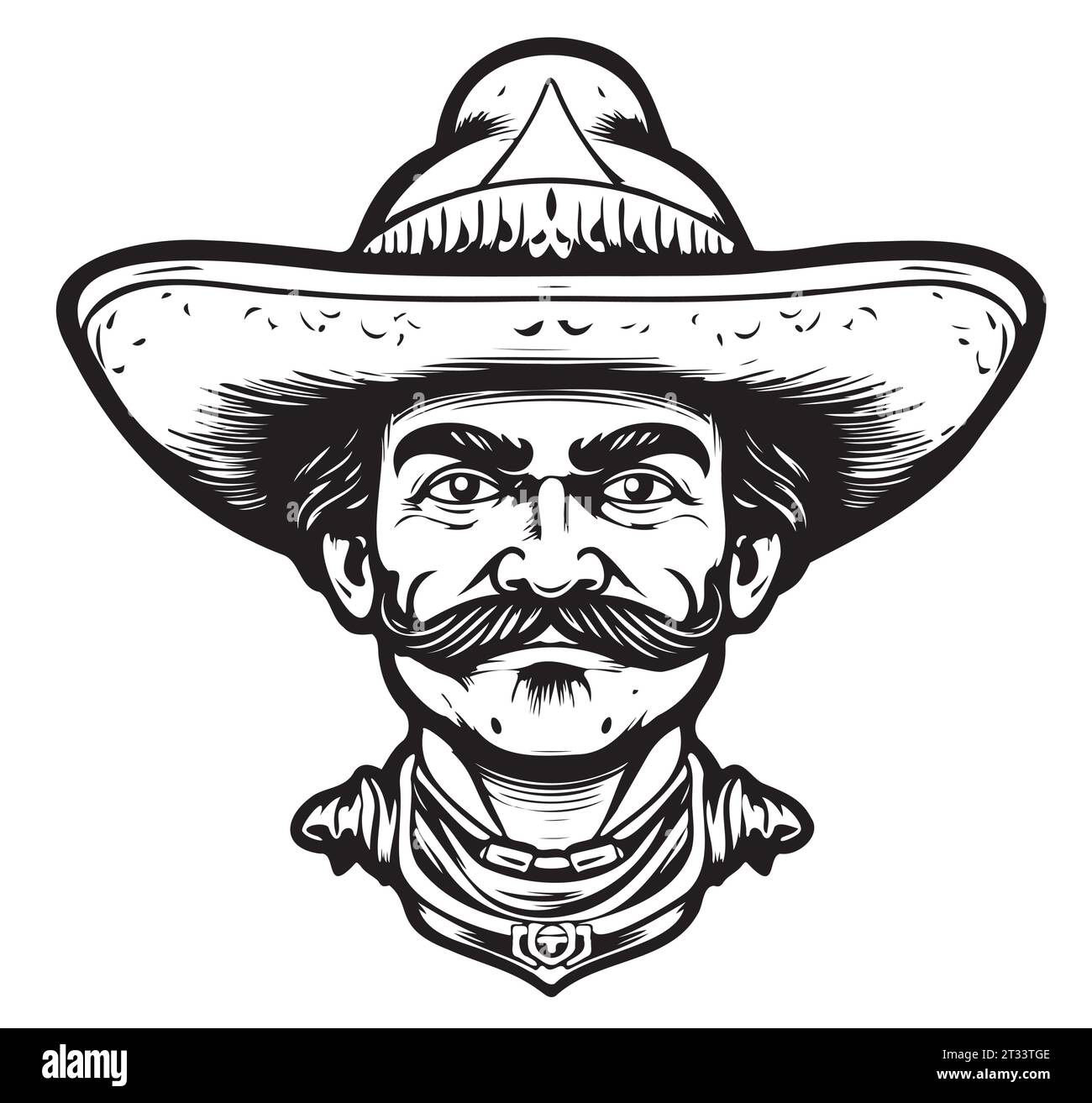 Mexican with a mustache and a hat sketch hand drawn Vector Stock Vector ...