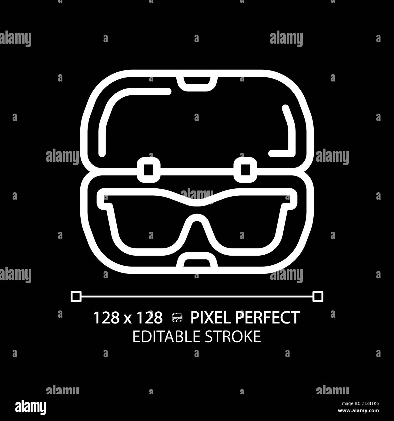 2D customizable simple thin linear white eyeglasses case icon Stock ...