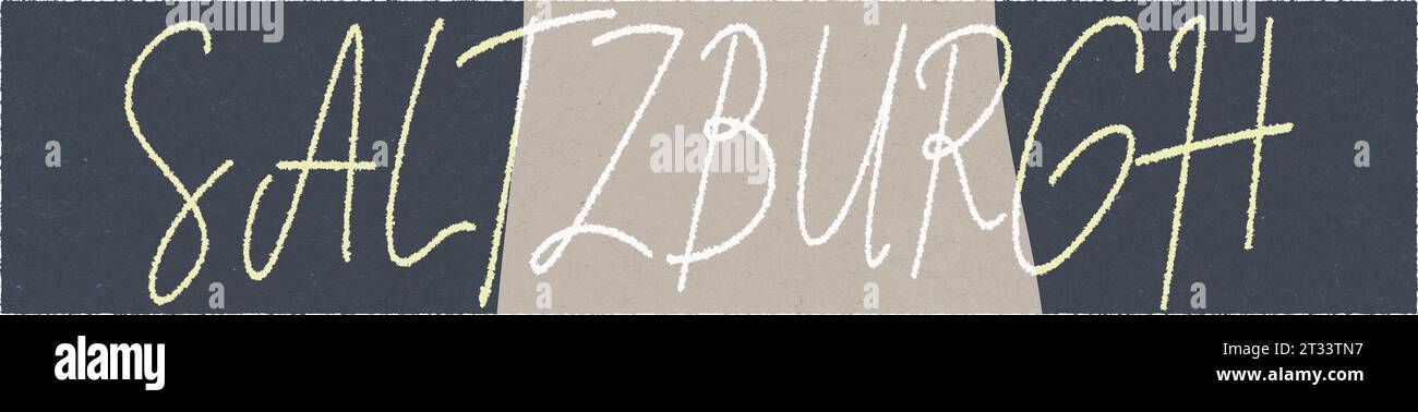 Graphic with lettering of the Austrian city SALTZBURGH in handwriting ...