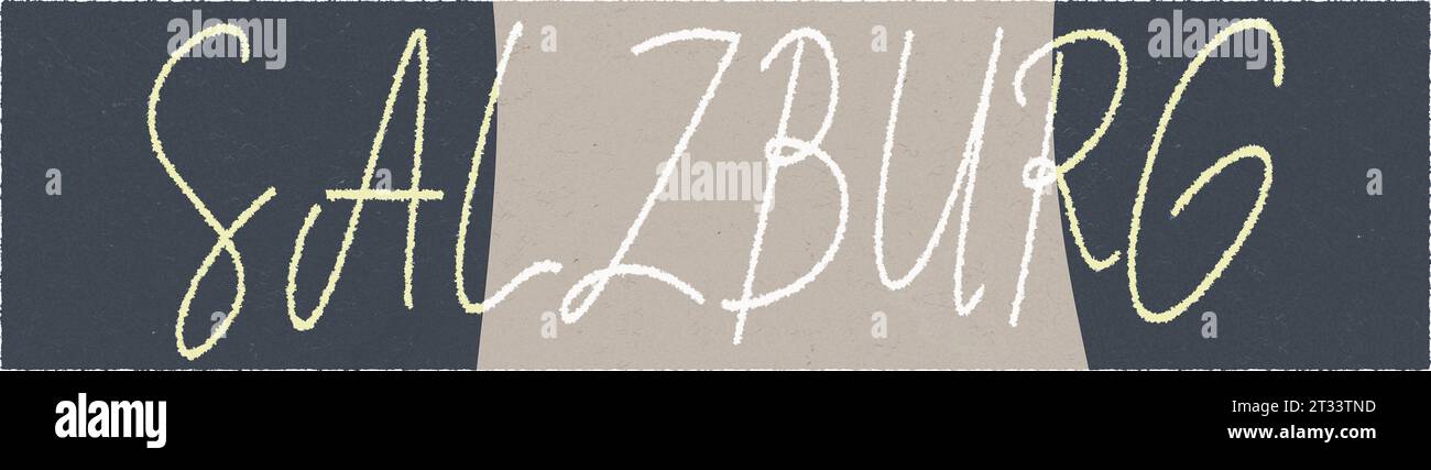 Graphic with lettering of the Austrian city SALZBURG in handwriting ...