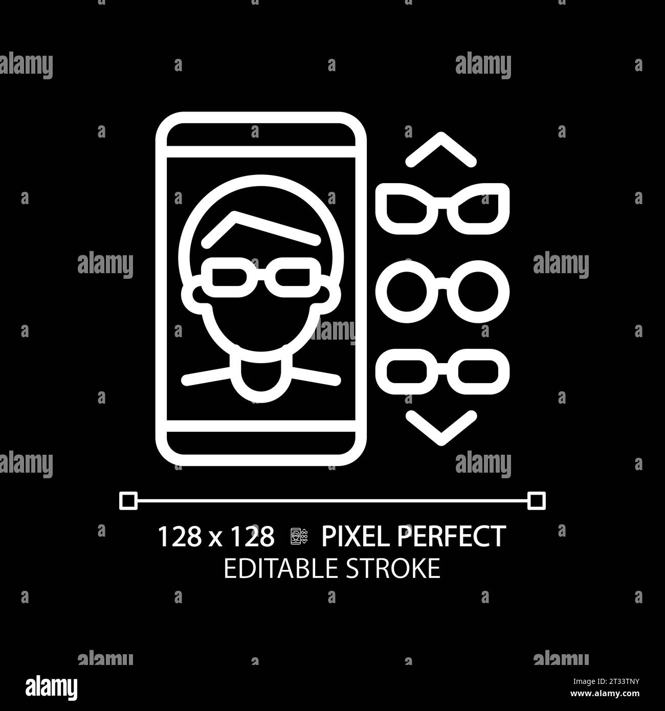 2D customizable simple thin linear white eyeglasses app icon Stock ...