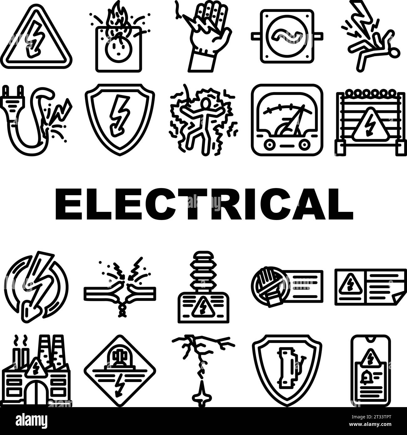electrical danger voltage icons set vector Stock Vector Image & Art - Alamy