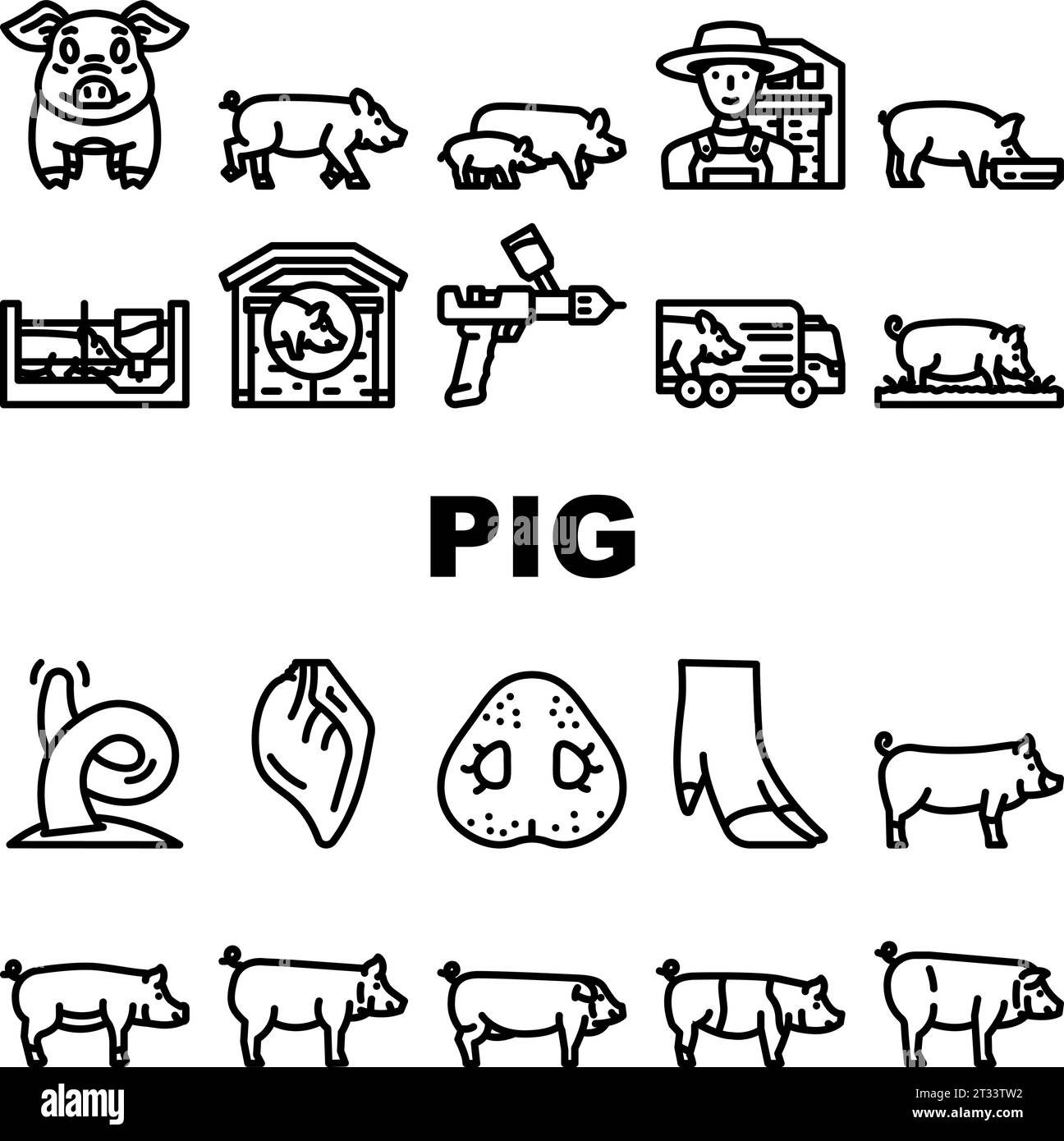 pig pork farm icons set vector Stock Vector Image & Art - Alamy