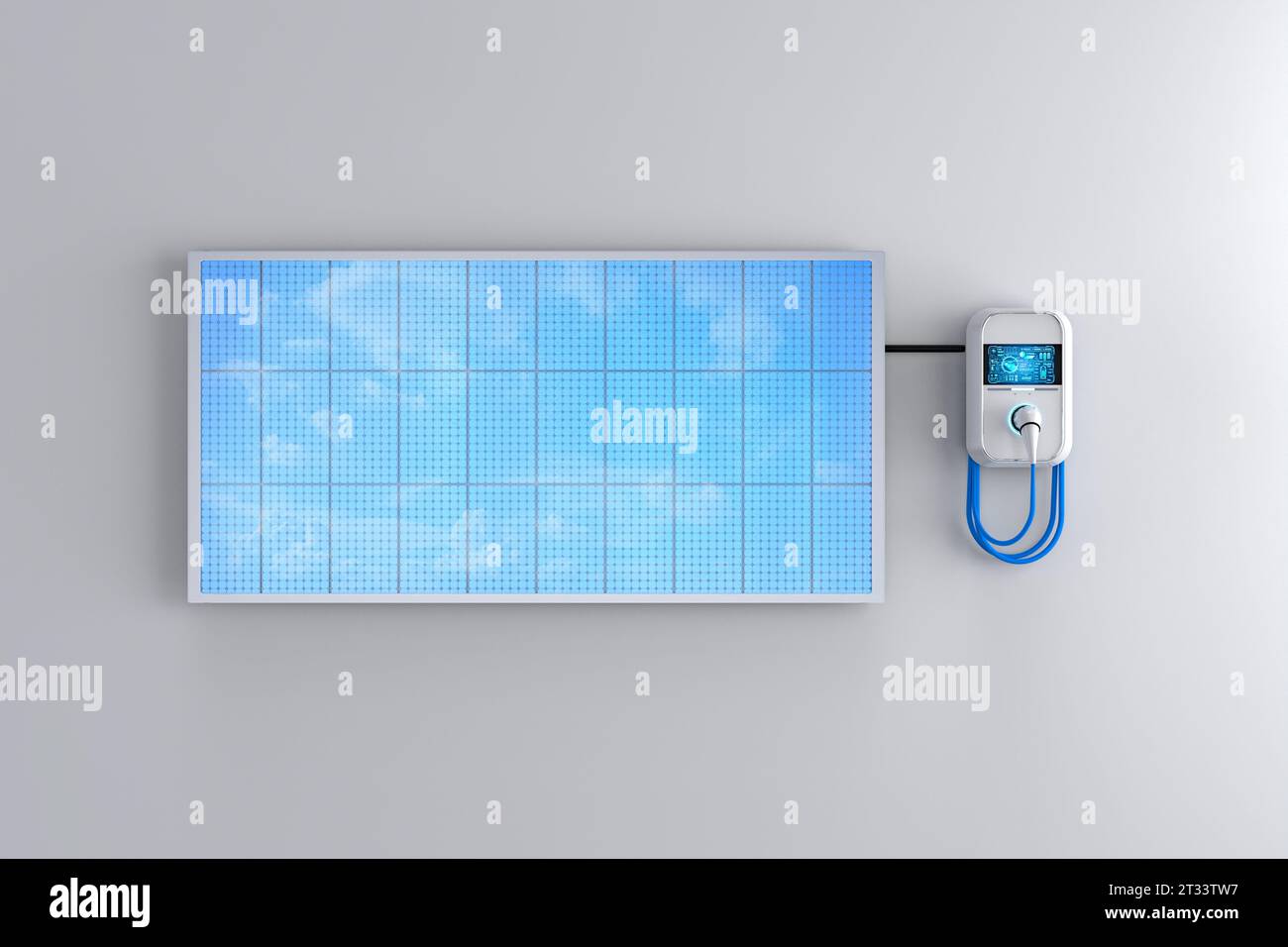 3d rendering EV charging station or electric vehicle recharging station ...