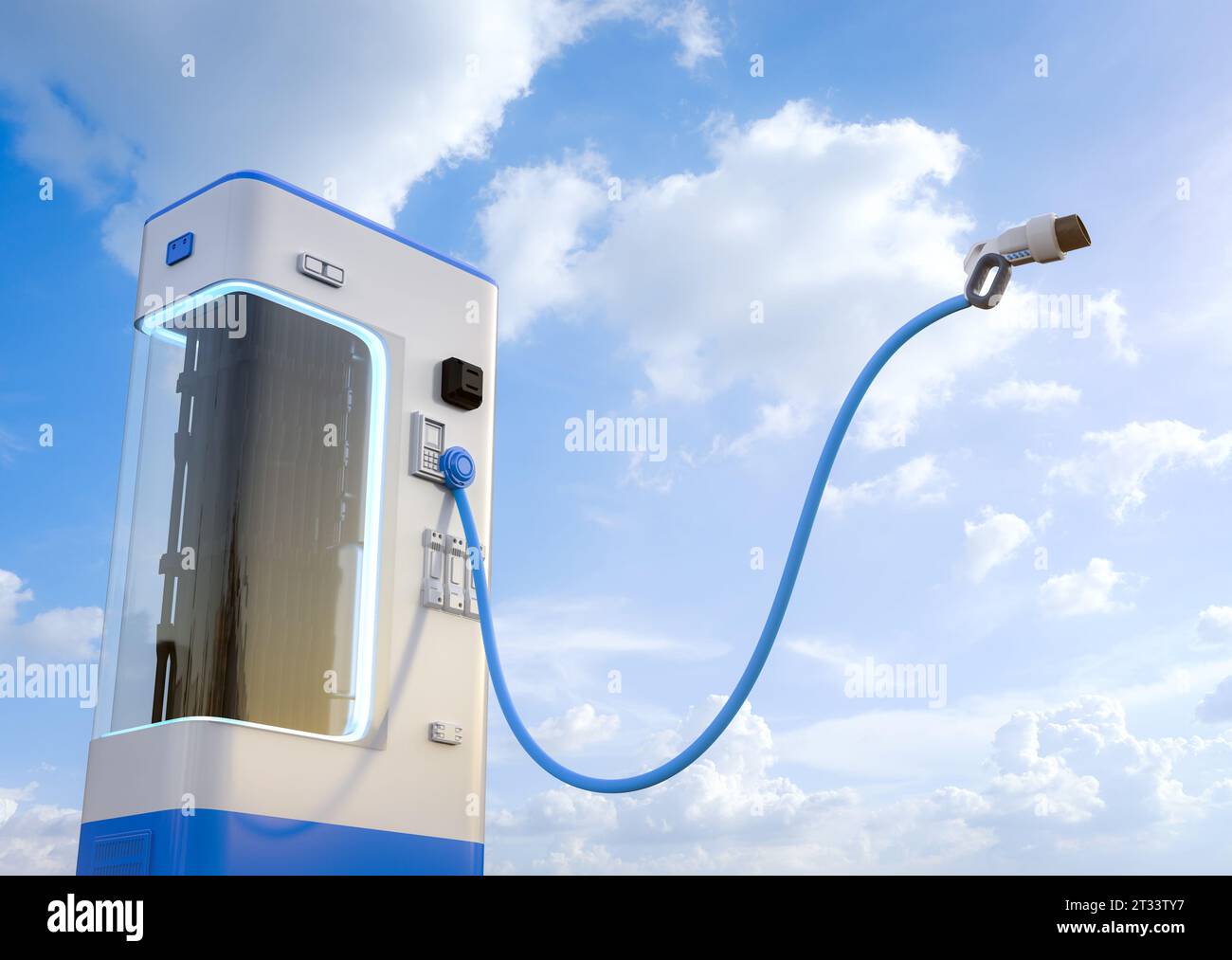 3d rendering EV charging station or electric vehicle recharging station ...
