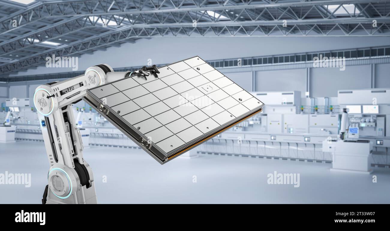 Automation battery manufacturing with 3d rendering electric car battery ...