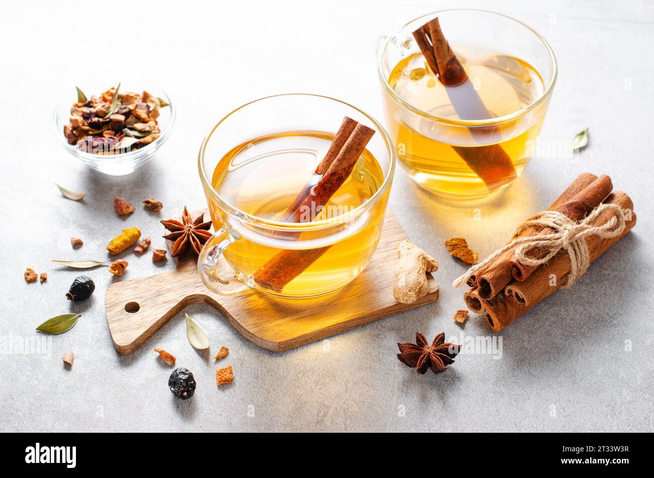 Autumn or Winter Hot Tea, Herbal Tea with Spices in a Cup on Bright ...