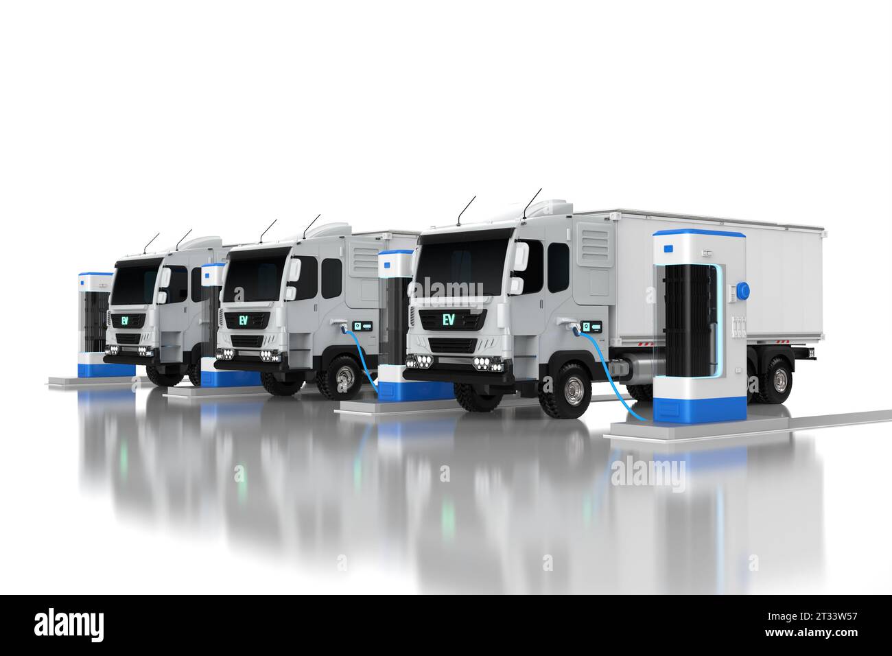 3d rendering ev logistic trailer truck or electric vehicle lorry at ...