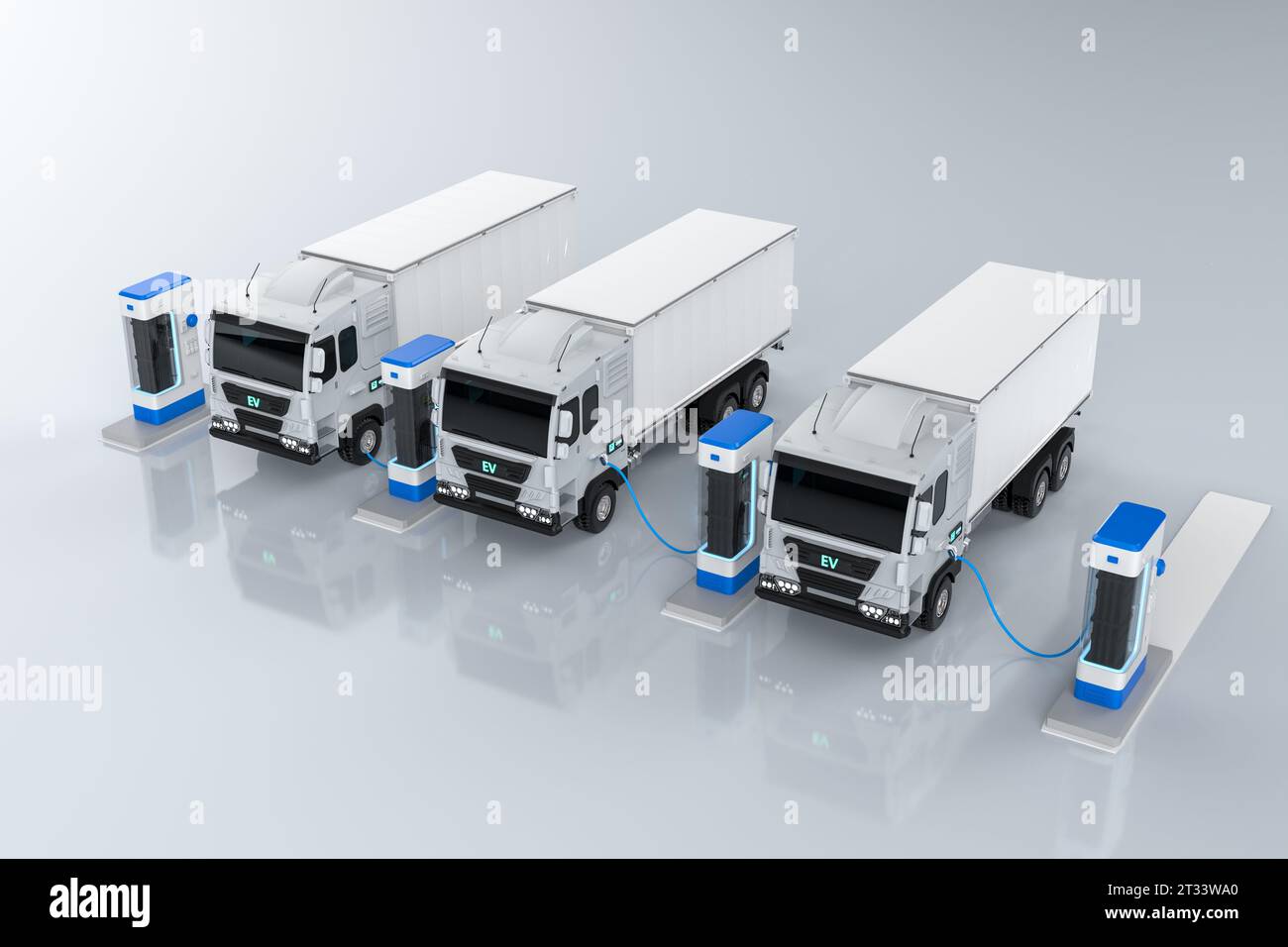 3d rendering ev logistic trailer truck or electric vehicle lorry at ...