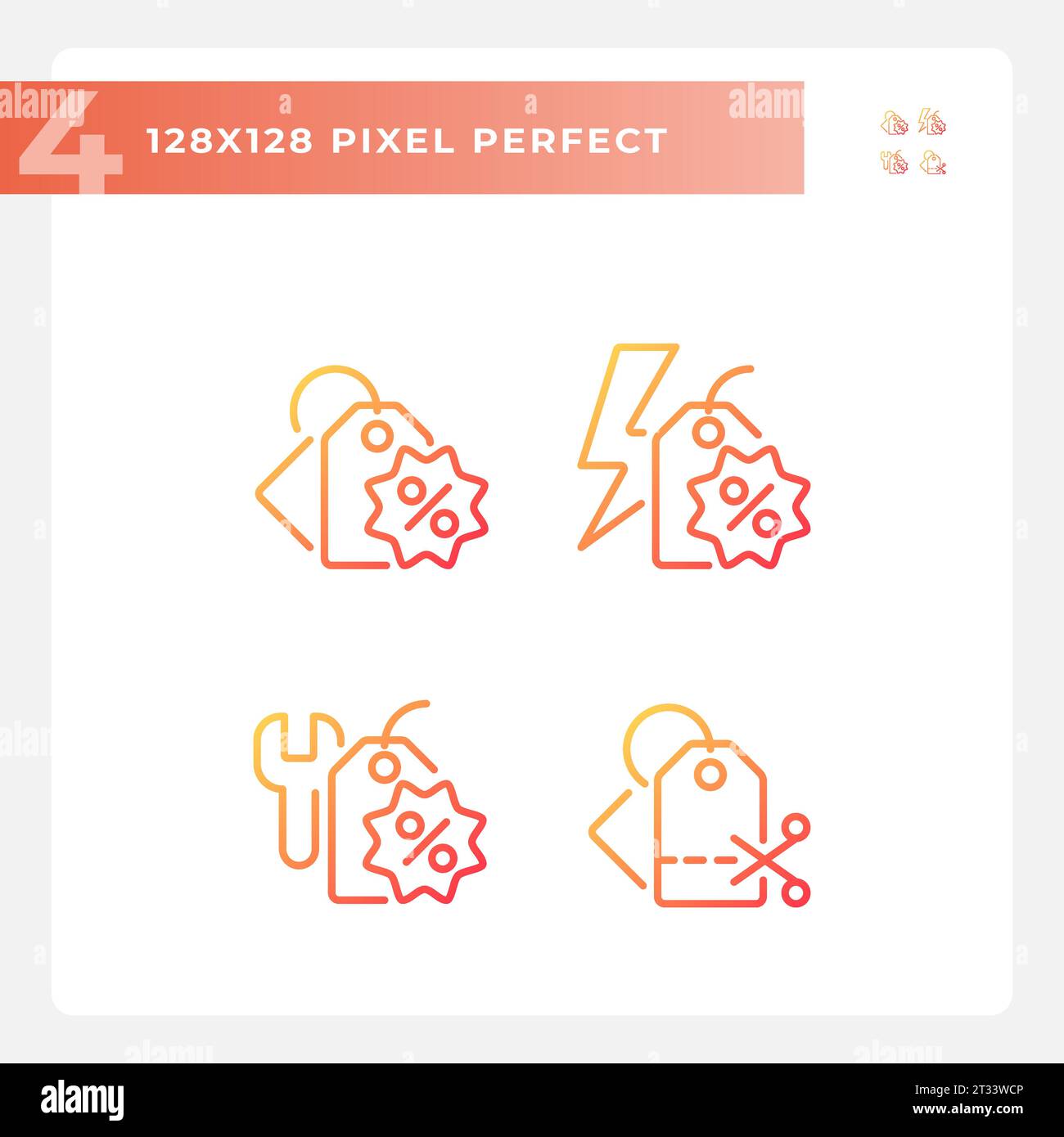 2D gradient simple discounts icons collection Stock Vector Image & Art ...
