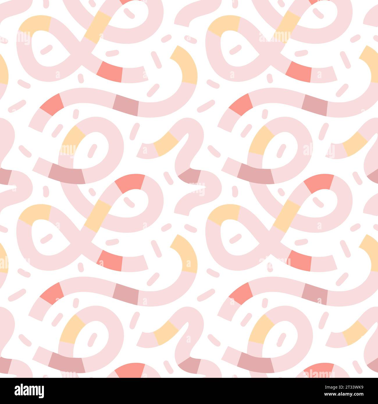 Seamless pattern of colorful abstract squiggles print, continuous line ...