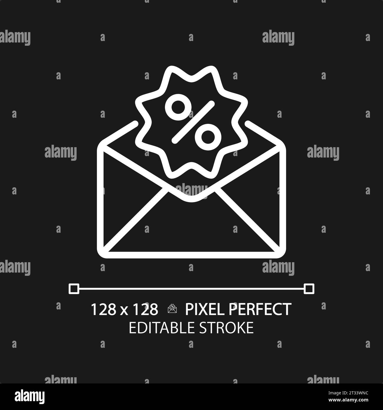 2D customizable thin line white discount message icon Stock Vector ...