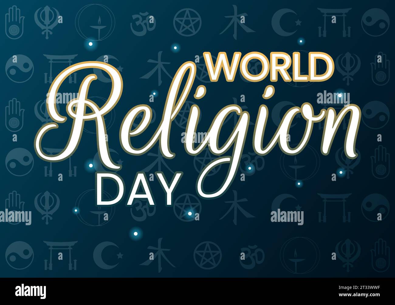 World Religion Day Vector Illustration on 17 January with Symbol Icons ...