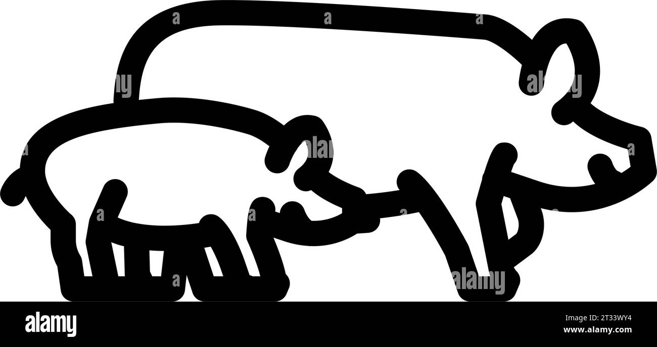 pig piglets farm line icon vector illustration Stock Vector Image & Art ...