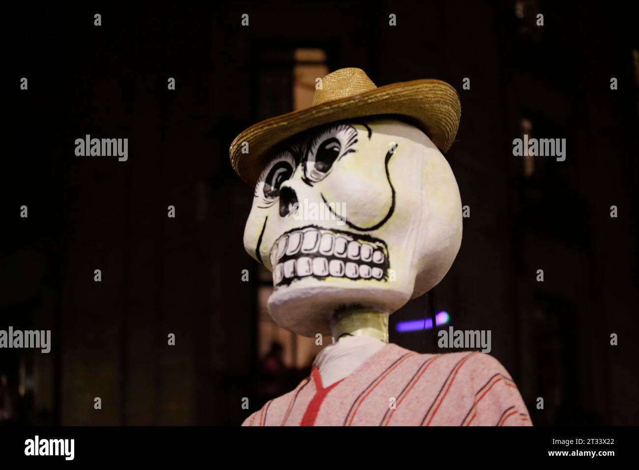 Mexico City, Mexico City, Mexico. 23rd Oct, 2023. Skeleton statue ...