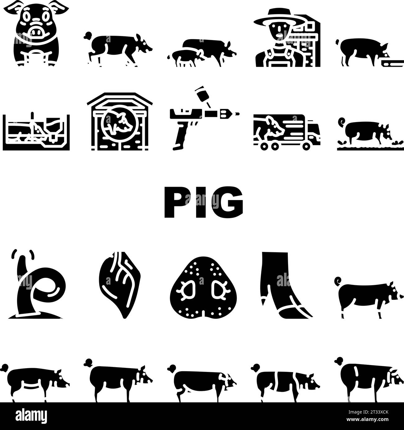 pig pork farm icons set vector Stock Vector Image & Art - Alamy
