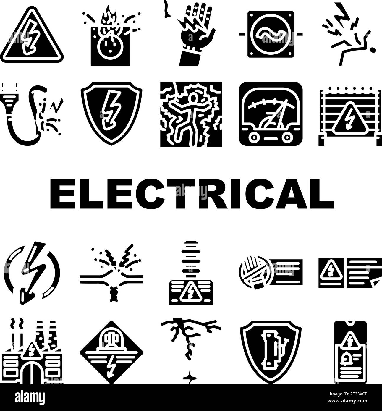 electrical danger voltage icons set vector Stock Vector Image & Art - Alamy