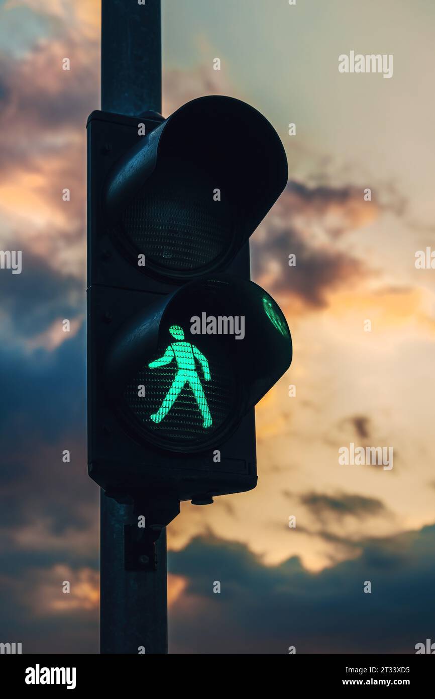 Pedestrian traffic light is on green, selective focus Stock Photo - Alamy