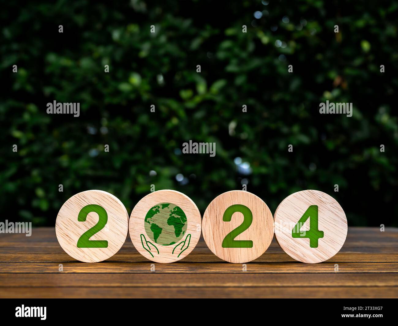Happy new year 2024 with the world care. Green environmental ...