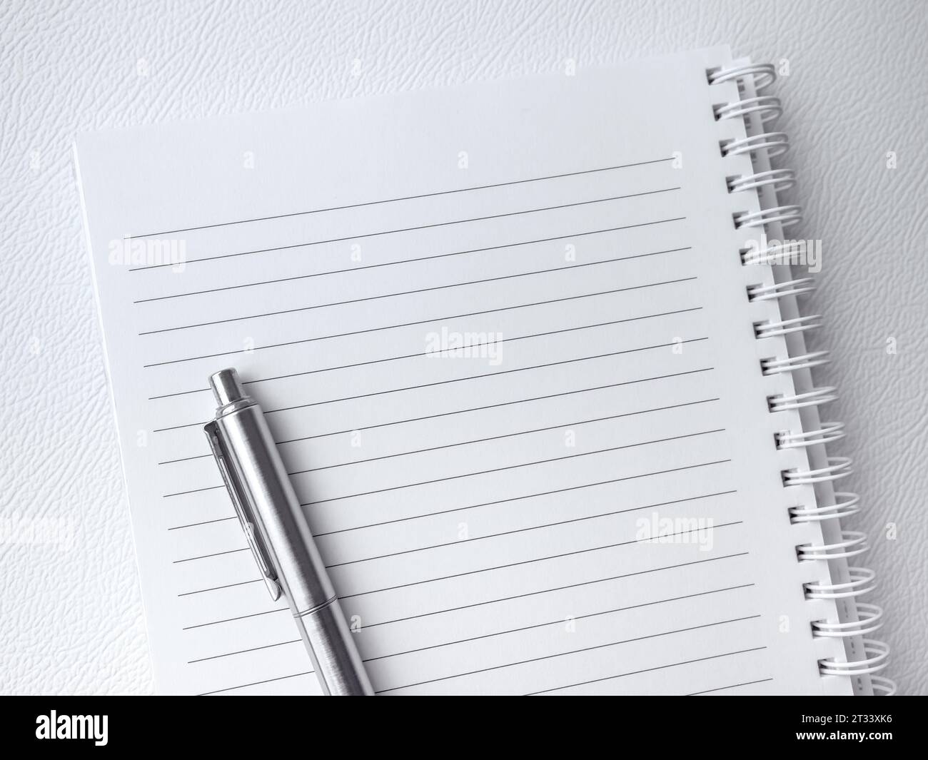 Top view of empty blank of notebook page. Template white paper sheet ...