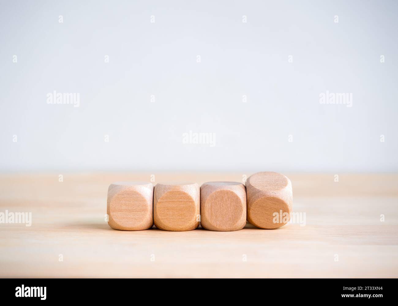 Empty four blank wooden cube blocks for your text, numbers or icon ...