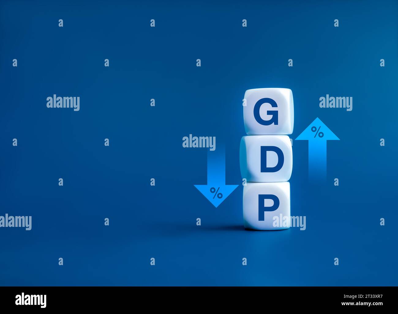 GDP business concept. Word "GDP" Gross domestic product on white cube ...