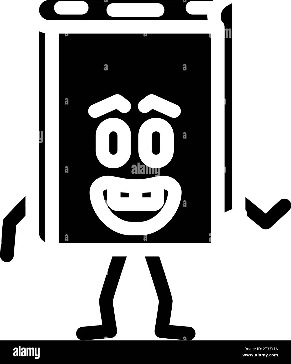 cute book character glyph icon vector illustration Stock Vector Image ...
