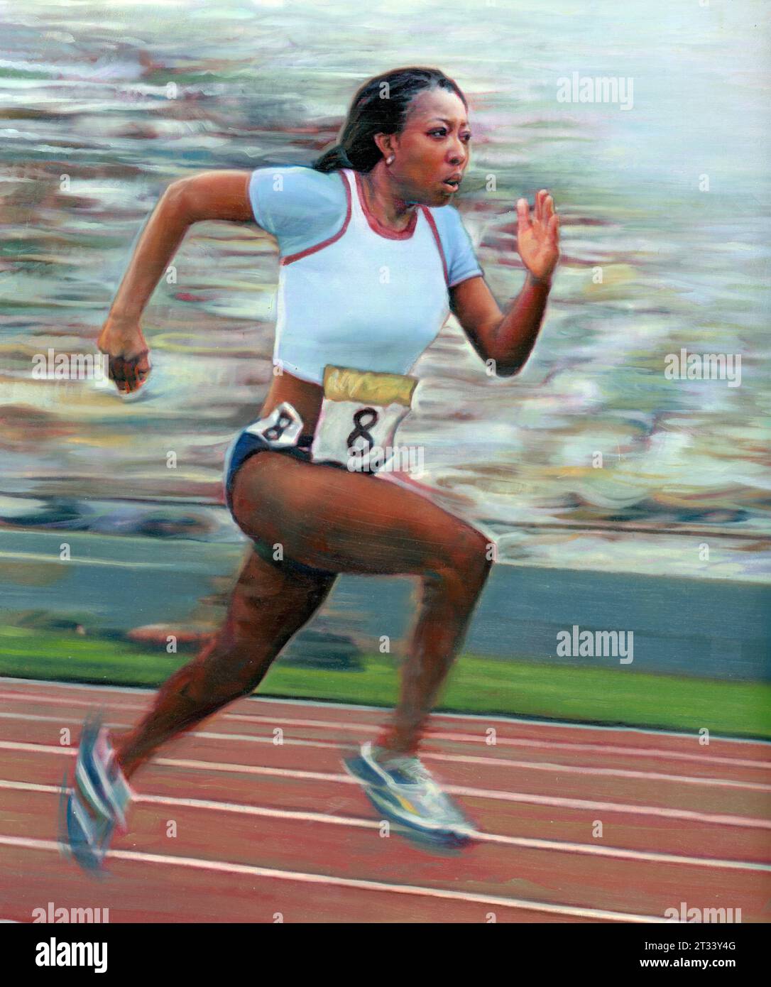 Female sprinter. Oil painting for 2000 Commonwealth Games, first day ...