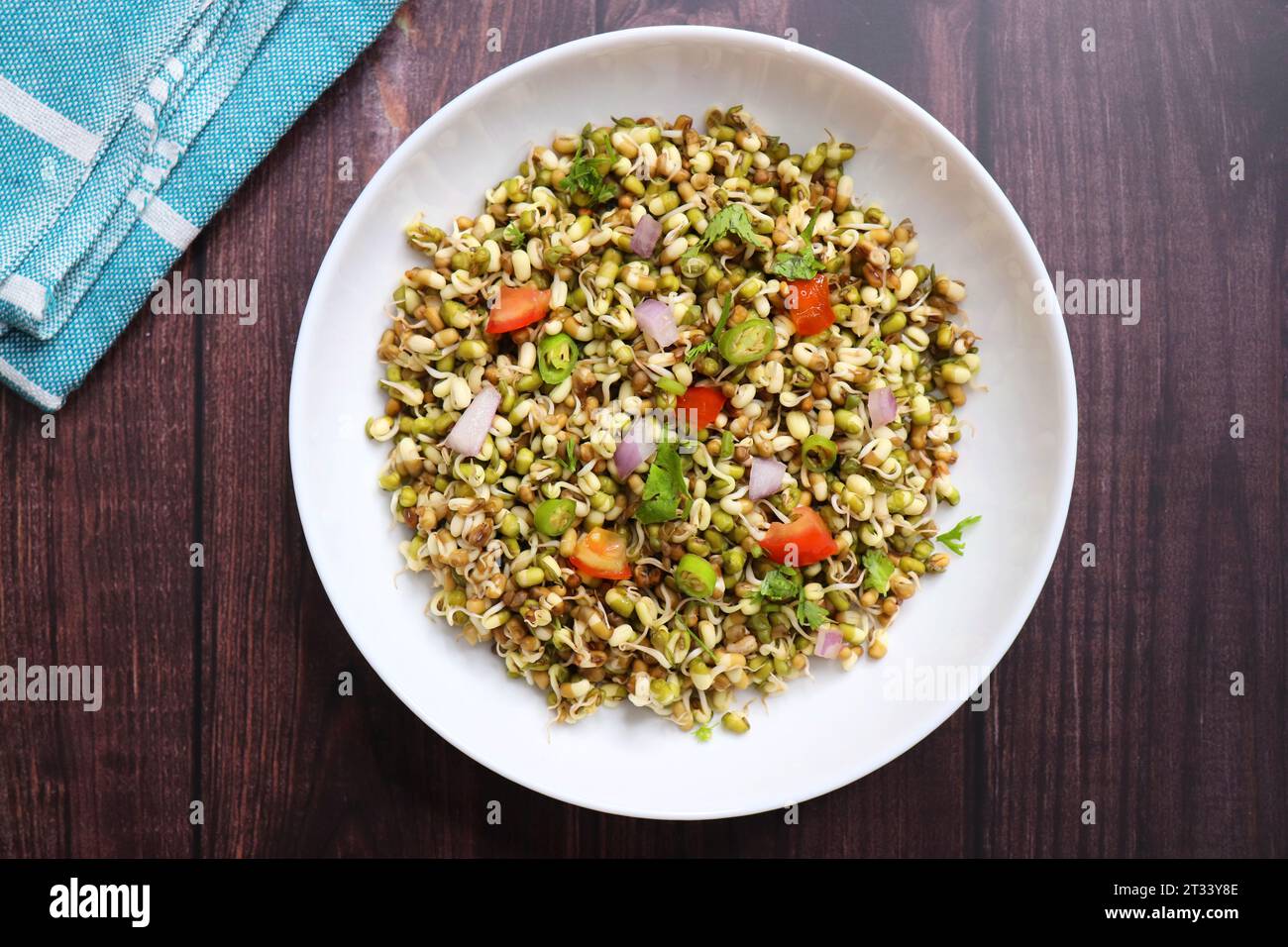 Sprouted moong beans. Protein rich salad. Healthy snack items. Sprouted Lentil Salad. Mixed with ...