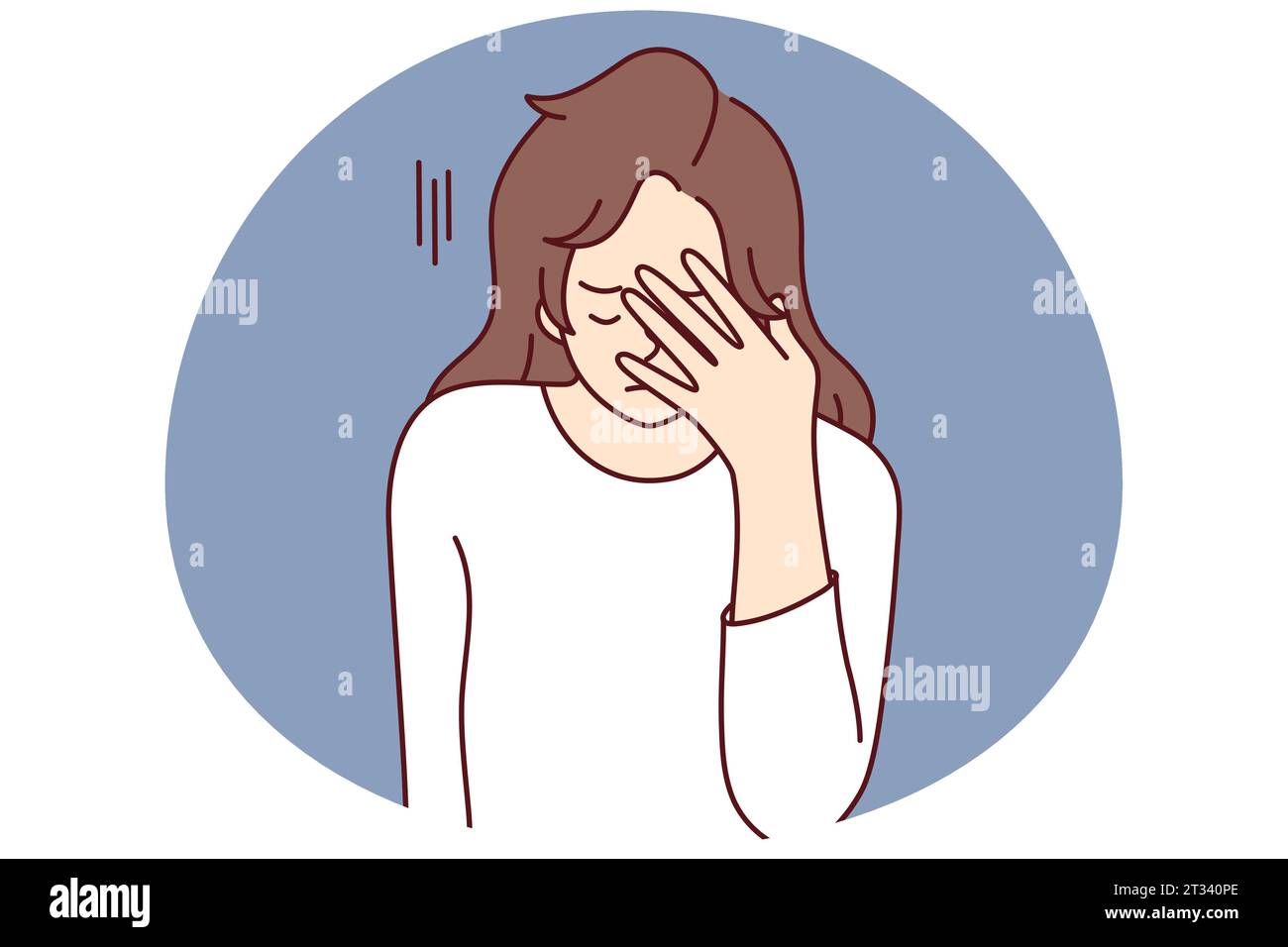 Unhappy young woman make hand gesture suffer from bad news. Upset ...