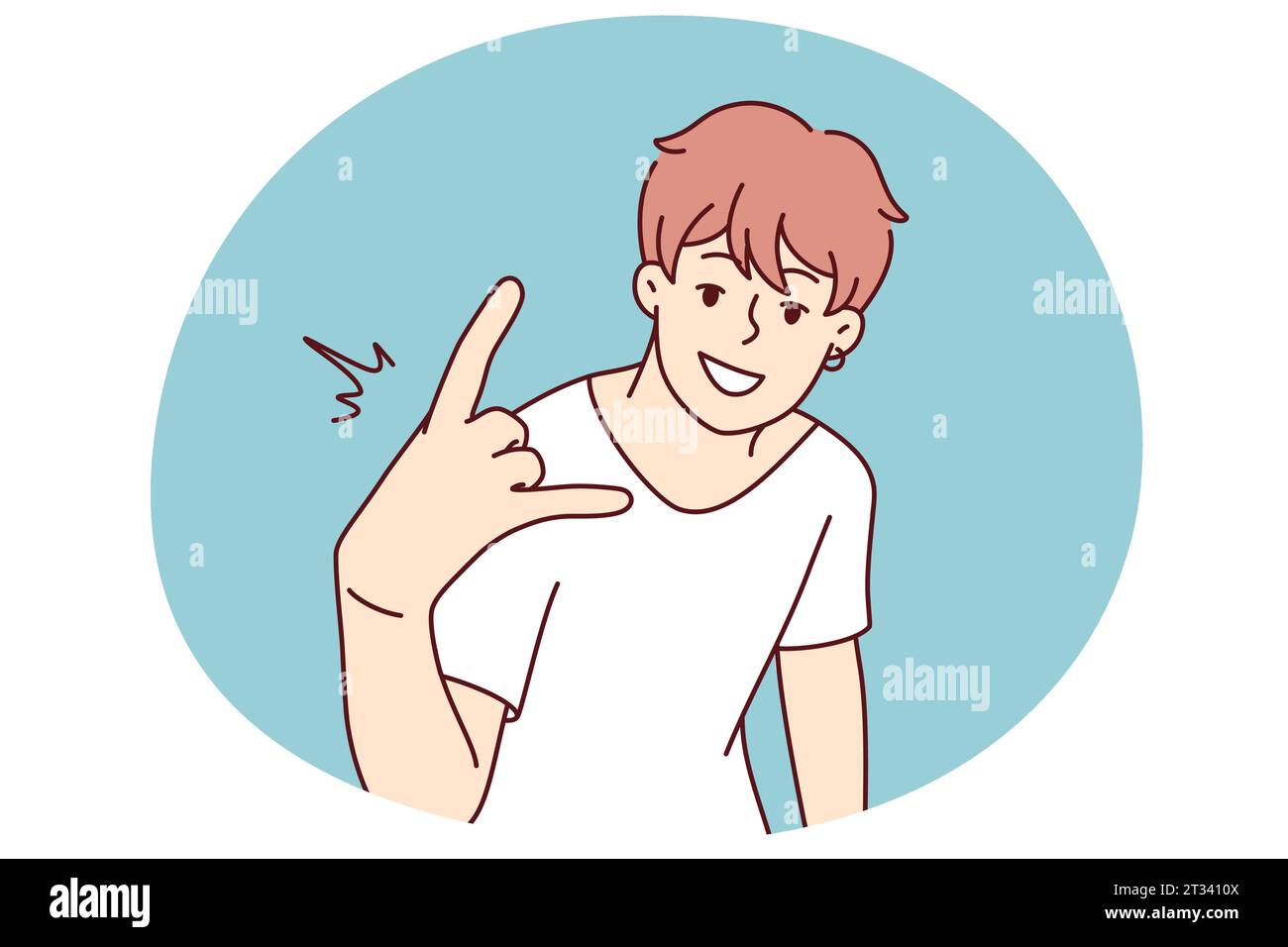 Cool young man show hand gesture. Smiling millennial guy demonstrate ...