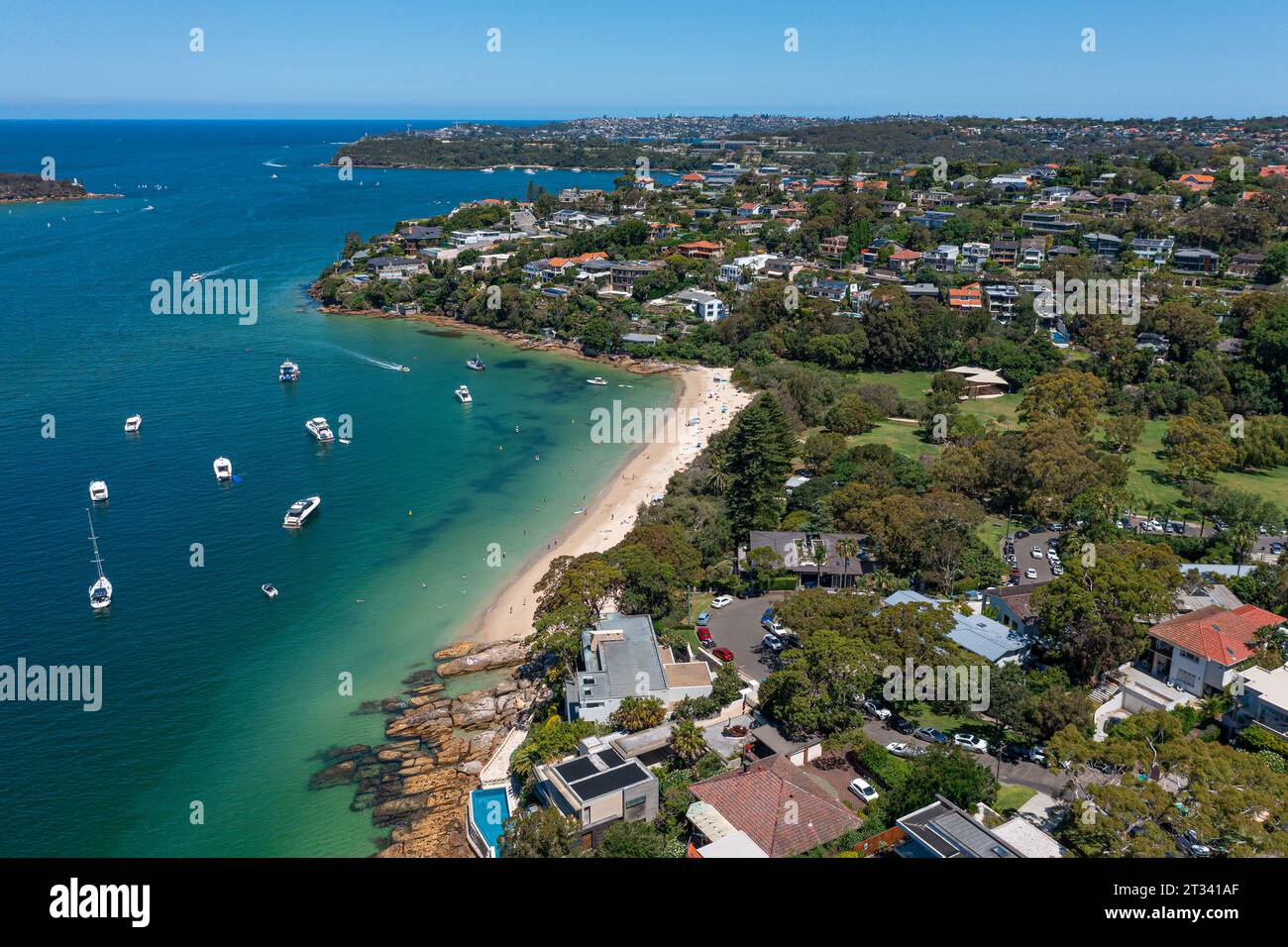 Panoramic drone aerial view over Cobblers Bay and Chinamans Beach in ...