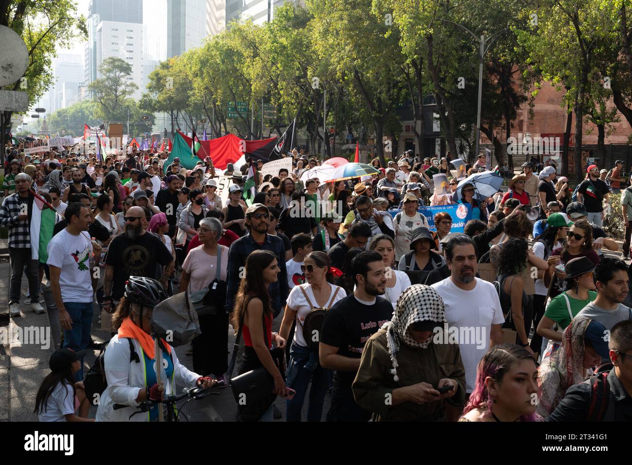 Pro-Palestine march, Mexico City, Mexico. 22nd Oct, 2023. thousands of ...