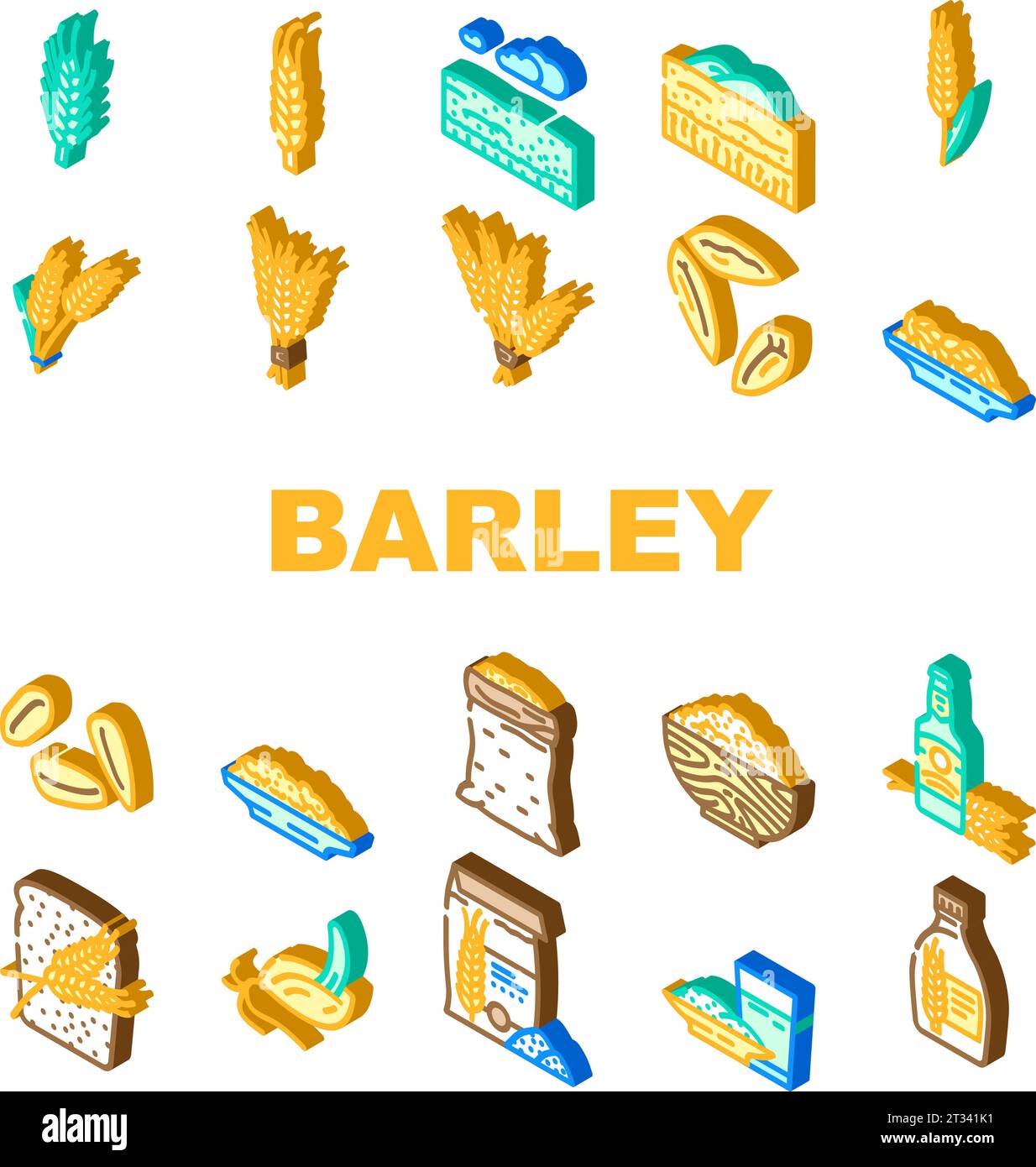 barley grain wheat icons set vector Stock Vector Image & Art - Alamy