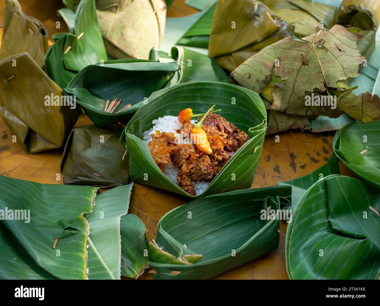 Food containers made from banana leaves. Eco-friendly product packaging ...