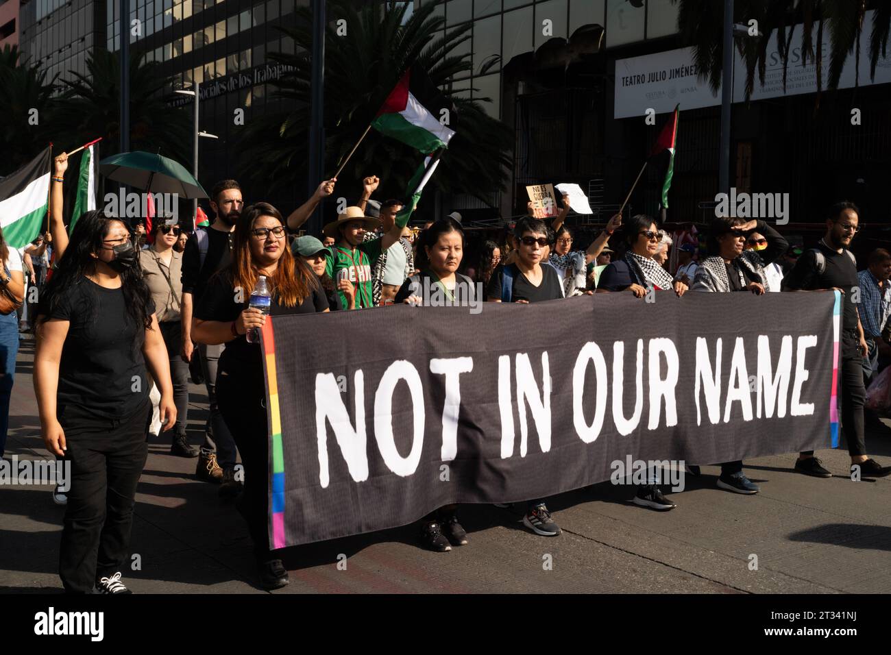 Pro-Palestine march, Mexico City, Mexico. 22nd Oct, 2023. protesters ...