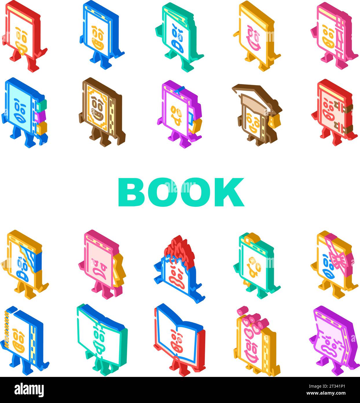 Book character school icons Stock Vector Images - Alamy