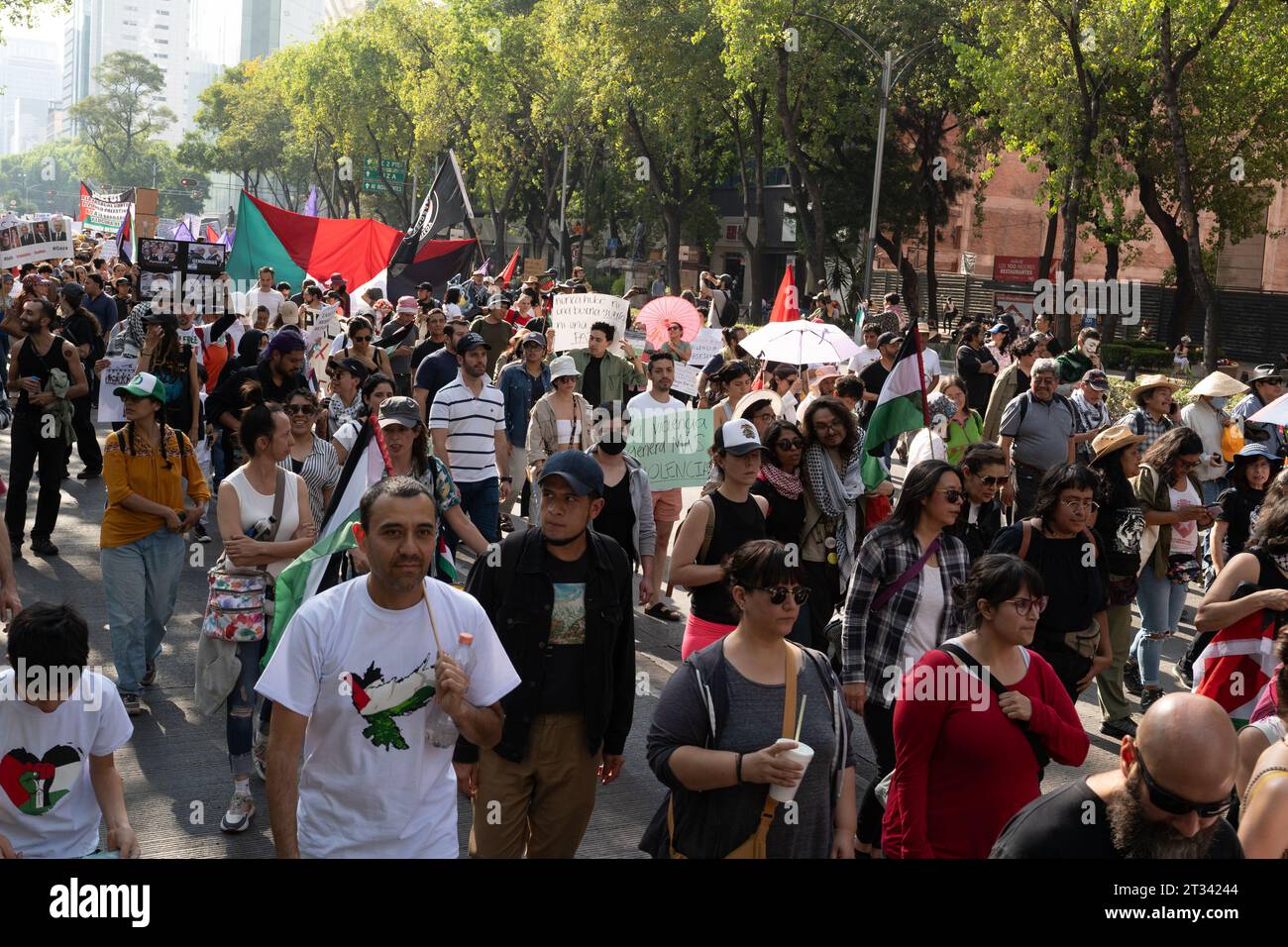 Pro-Palestine march, Mexico City, Mexico. 22nd Oct, 2023. thousands of ...